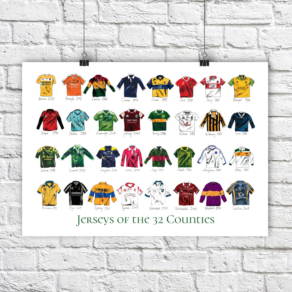 Maktus | GAA Jerseys of all 32 Counties A3 Printed Poster